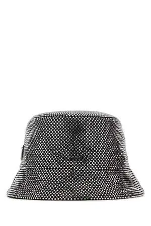 Prada Embellished Fabric Bucket Hat - Silver