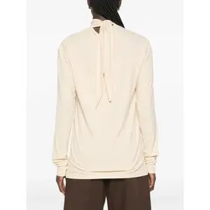 LEMAIRE Cotton High Neck Long Sleeve T-shirt - Cream