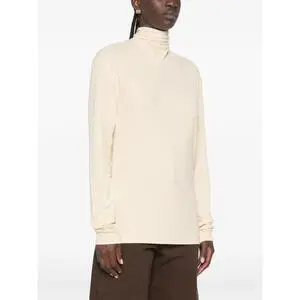 LEMAIRE Cotton High Neck Long Sleeve T-shirt - Cream