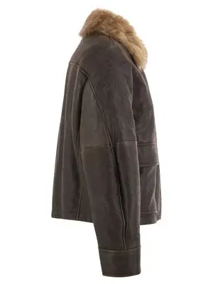 Brunello Cucinelli Sheepskin Jacket With Fur Collar