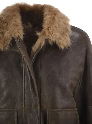 Brunello Cucinelli Sheepskin Jacket With Fur Collar