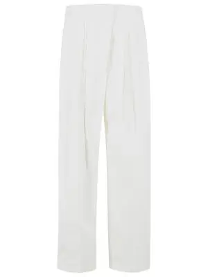 JIL SANDER Milk Cotton And Silk Trousers - Cream