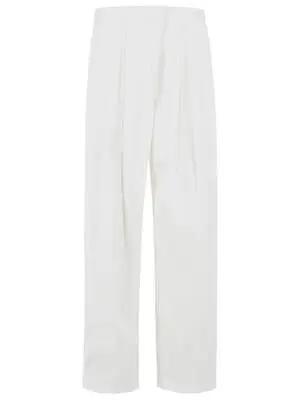 JIL SANDER Milk Cotton And Silk Trousers - Cream
