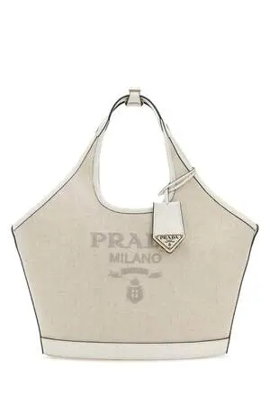 Prada Sand Canvas Handbag - Brown