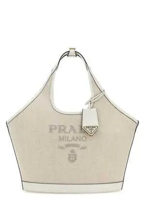 Prada Sand Canvas Handbag - Brown
