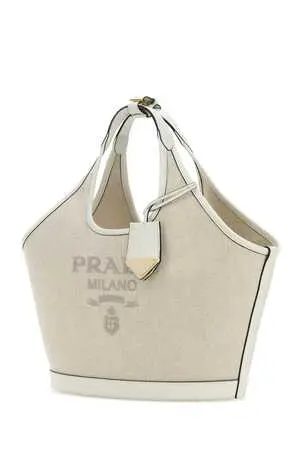 Prada Sand Canvas Handbag - Brown