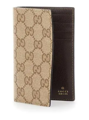 Gucci Beige Wallet With Logo Lettering Inside In Gg Canvas And Leather For
