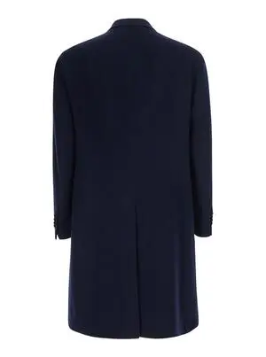 Tagliatore Blue Coat With Notched Revers And Button Front Closure In Wool - Multicolor