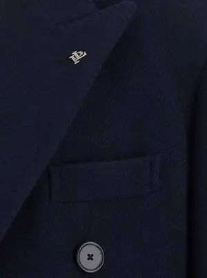 Tagliatore Blue Coat With Notched Revers And Button Front Closure In Wool - Multicolor