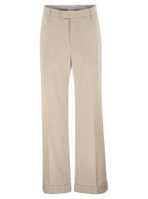 Brunello Cucinelli Virgin Wool And Cashmere Tailored Trousers - Cream