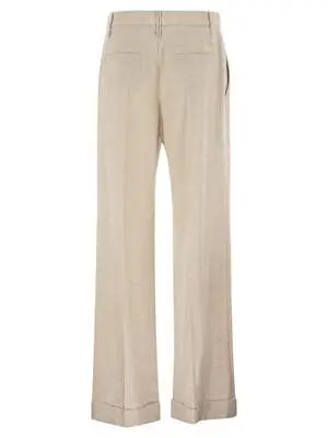 Brunello Cucinelli Virgin Wool And Cashmere Tailored Trousers - Cream