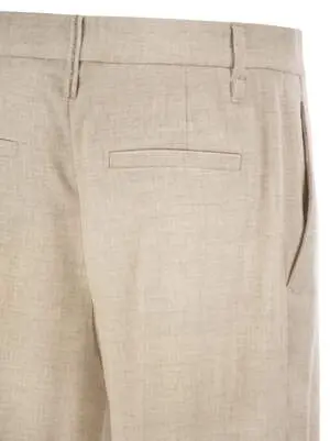 Brunello Cucinelli Virgin Wool And Cashmere Tailored Trousers - Cream