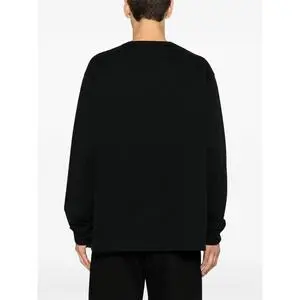 LEMAIRE Solid Cotton Long Sleeve Crew Neck Sweatshirt - Black