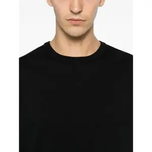 LEMAIRE Solid Cotton Long Sleeve Crew Neck Sweatshirt - Black