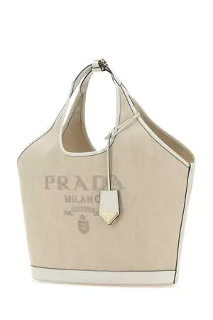 Prada Sand Canvas Shopping Bag