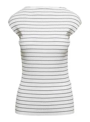 Sportmax White T-shirt With Sailor Neck In Cotton - Multicolor