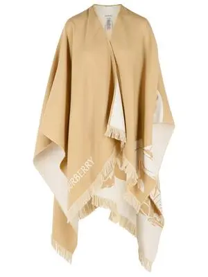 Burberry Ekd' Beige Wool And Silk Cape - Cream