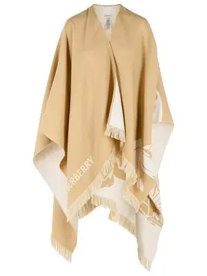 Burberry Ekd' Beige Wool And Silk Cape - Cream
