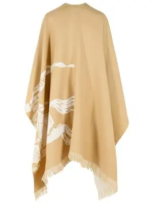 Burberry Ekd' Beige Wool And Silk Cape - Cream