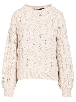 Loewe Anagram Sweater In Wool And Cotton Blend - Cream