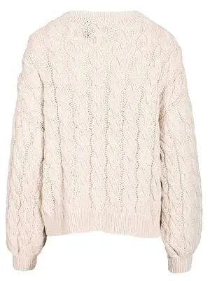Loewe Anagram Sweater In Wool And Cotton Blend - Cream