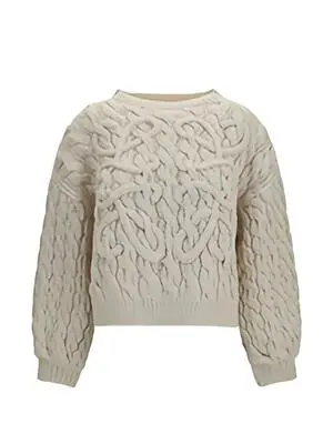 Loewe Anagram Sweater In Wool And Cotton Blend - Cream
