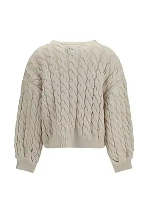 Loewe Anagram Sweater In Wool And Cotton Blend - Cream