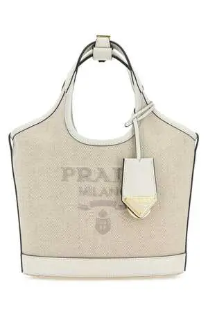 Prada Sand Canvas Handbag - Brown