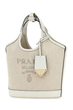 Prada Sand Canvas Handbag - Brown