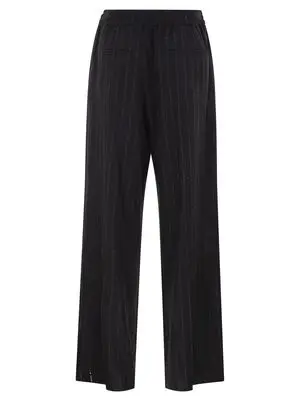 Brunello Cucinelli Pinstripe Trousers With Sequins And Elasticated Waist - Blue