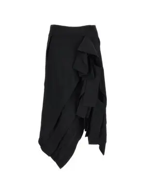 Bottega Veneta Lightweight Wool Midi Skirt - Black