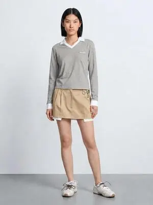 Miu Miu Cotton Chino Mini Skirt - Cream