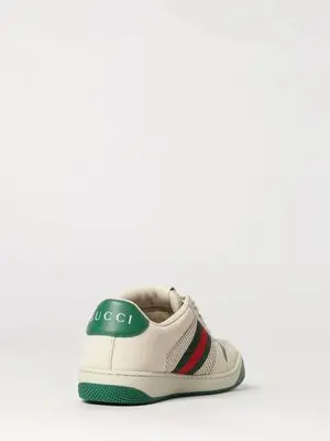 Gucci Screener Low-top Leather And Mesh Sneakers With Web Stripe