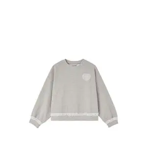 GANNI Organic Cotton Sweatshirt With Lace Details - Gray