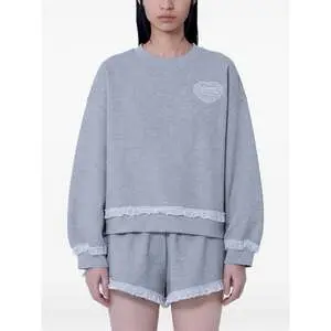 GANNI Organic Cotton Sweatshirt With Lace Details - Gray
