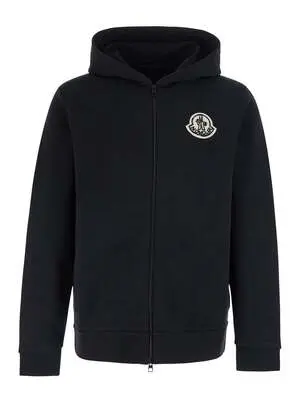 Moncler Black Sweatshirt With Logo Patch On The Front In Cotton For - Multicolor