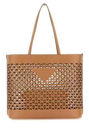 Prada Sand Leather Shopping Bag - Brown