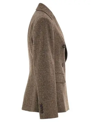Brunello Cucinelli Double-breasted Tailored Wool Blend Blazer