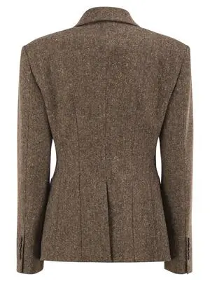 Brunello Cucinelli Double-breasted Tailored Wool Blend Blazer - Brown