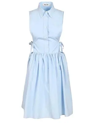 Miu Miu Sleeveless Poplin Dress - Blue