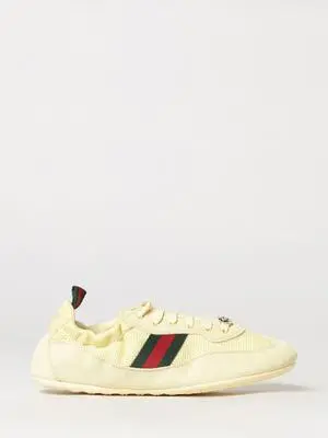 Gucci Suede And Mesh Low-top Sneakers - Cream