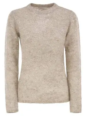 Brunello Cucinelli Crew-neck Mohair And Wool-blend Sweater With Sequins - Cream