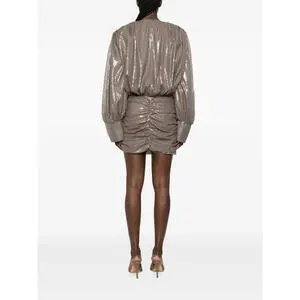 ROTATE BY BIRGER CHRISTENSEN Sequin Embellished V-neck Dress - Brown