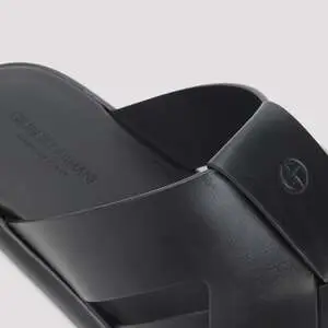 Giorgio Armani Leather Sandals - Black