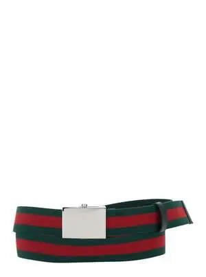 Gucci GUCCI Web Motif Logo Plaque Waist Belt Multicolor