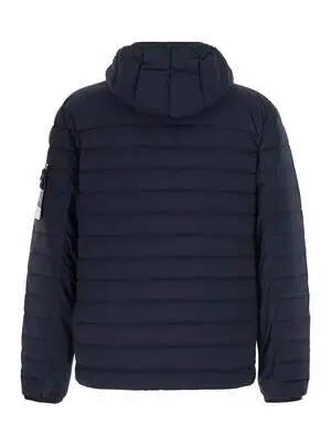 Stone Island Down Jacket With High Collar And Long Sleeves In Tech Fabric Blue