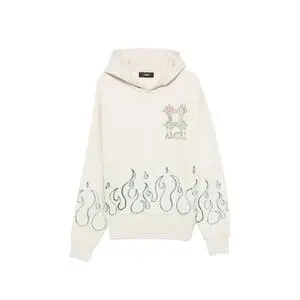 Amiri Flame Print Cotton Hoodie - Cream