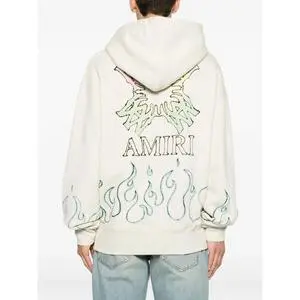 Amiri Flame Print Cotton Hoodie - Cream
