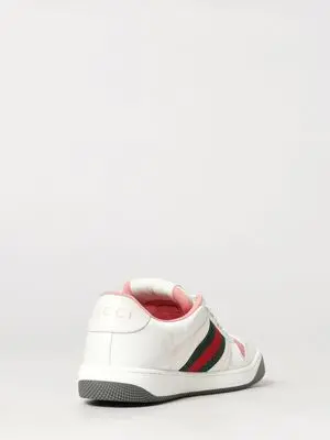Gucci Screener Sneakers In Fabric And Leather With Web Stripe Detail - Cream