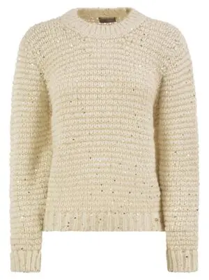 Herno Alpaca-blend Jumper With Sequins - Cream
